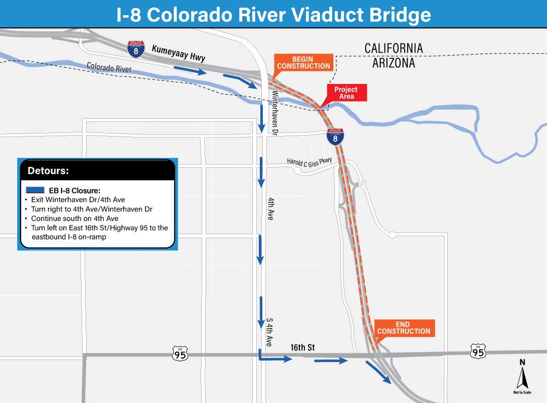 I-8 Construction to Close All Eastbound Lanes of Colorado River Bridge ...